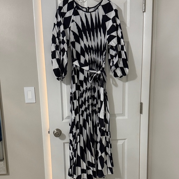 Dresses | Pleated Black And White Geometric Maxi Dress | Poshmark